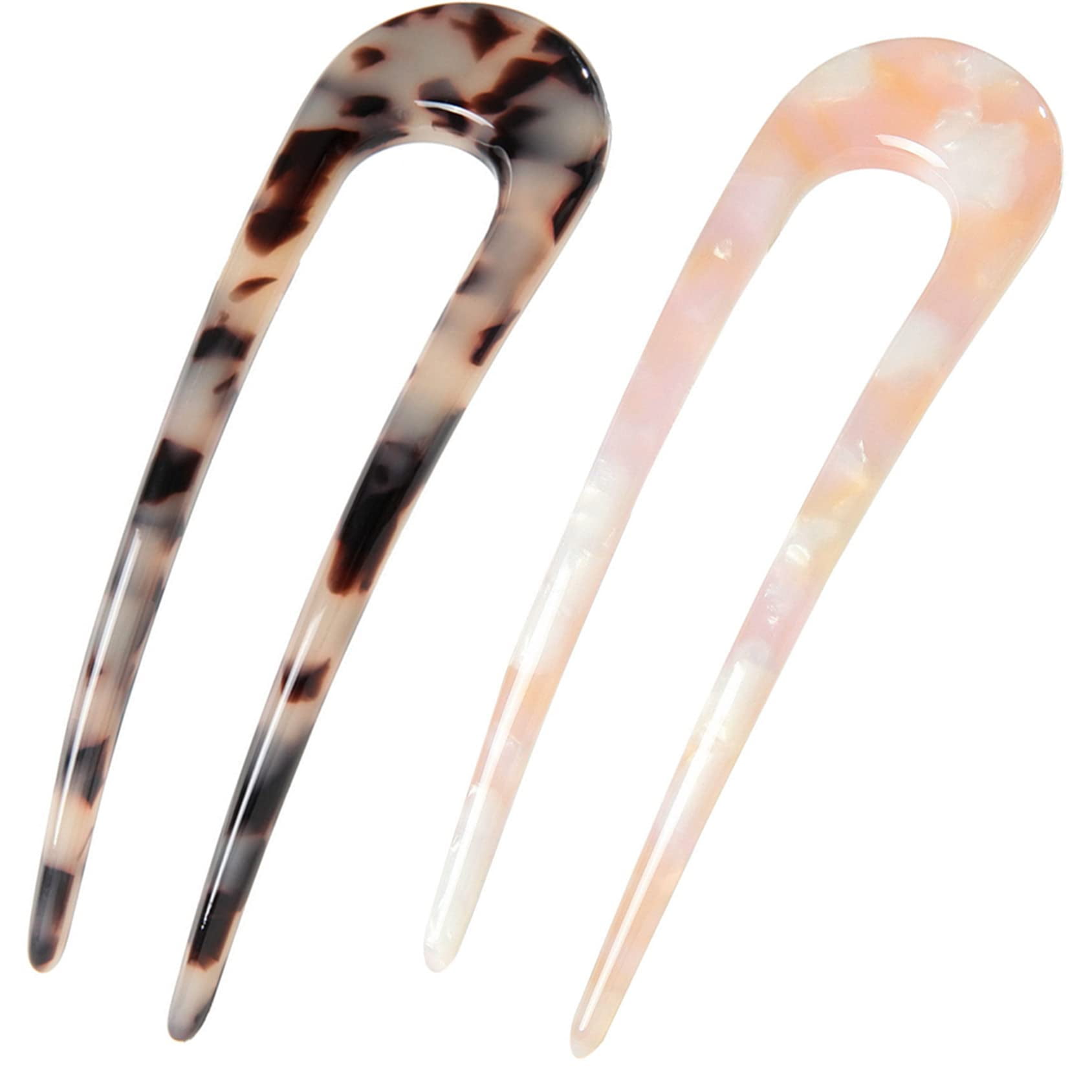 French Style Cellulose Acetate Tortoise Shell U Shaped Hair Pins Fork 2 ...