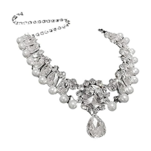 French Style Necklace Floral Waterdrop Chain Neck Jewelry Dazzling ...