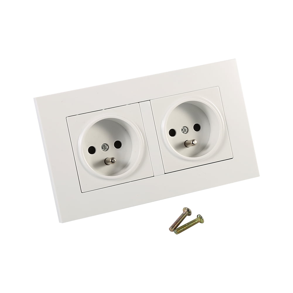 French Style Wall Socket, White PC Material, 110-250V, 16A, Dual Socket ...