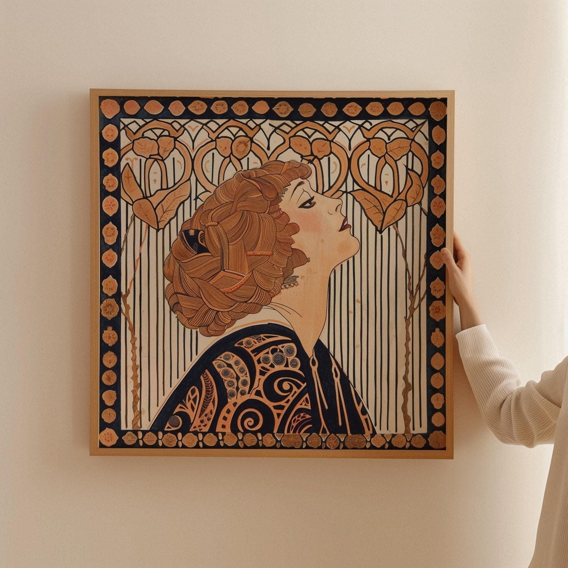 French Stylish Woman - Art Nouveau Lady In Profile Poster - 1900S ...