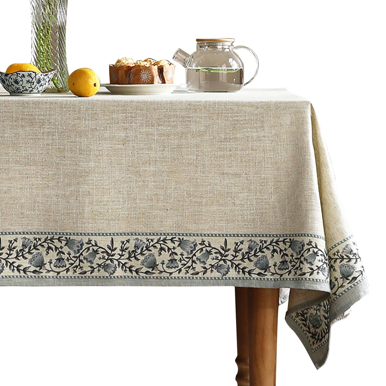 French Tablecloth for Square Tables,Linen Table Cloth with Flowers and ...