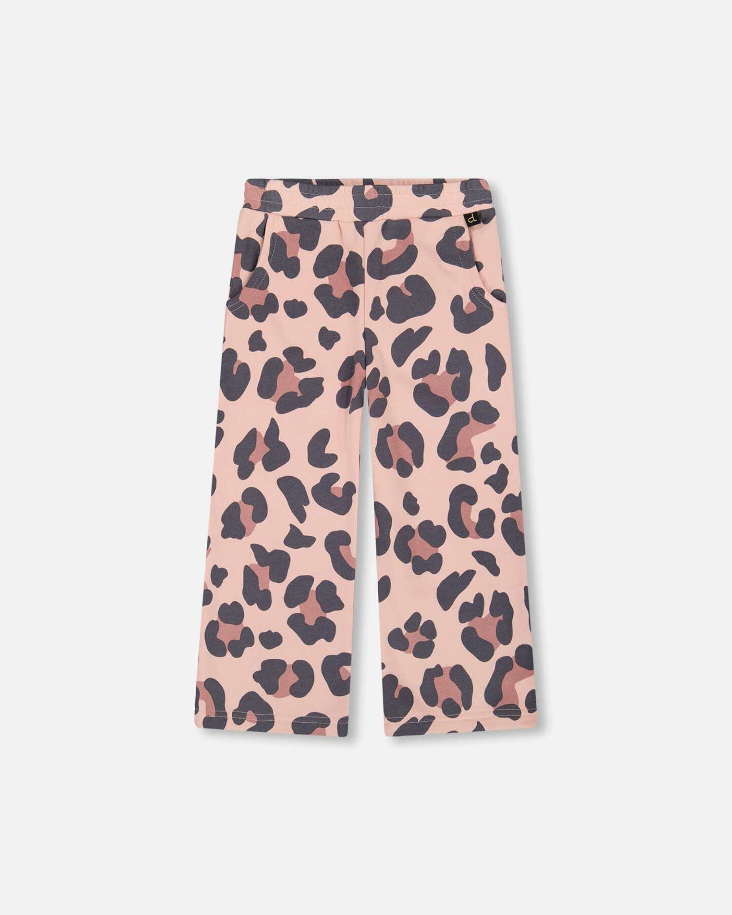 French Terry Wide Leg Sweatpants Pink Leopard - Walmart.com