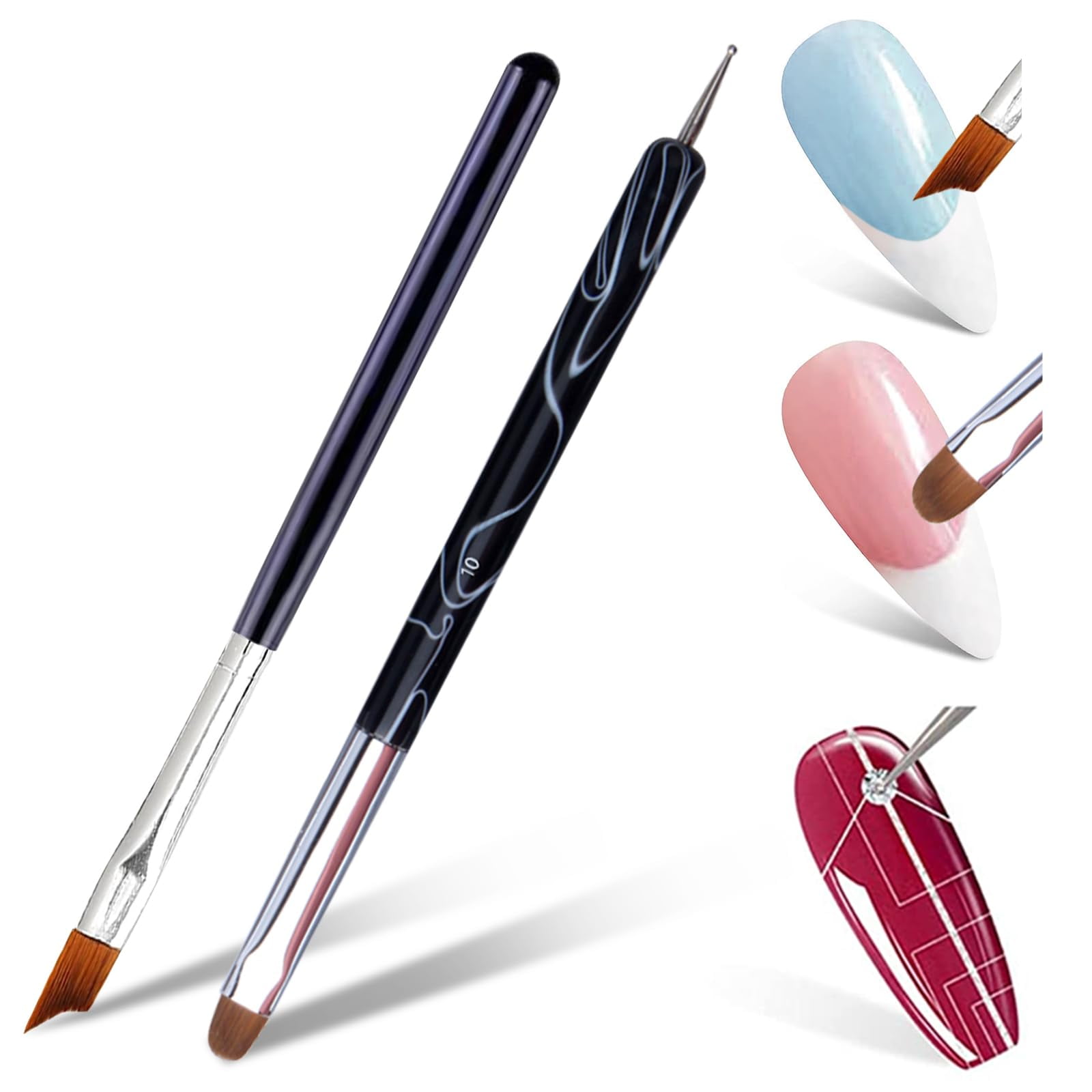 French Tip Brushes Set, Oblique Head French Brush with 2 Way French Gel ...