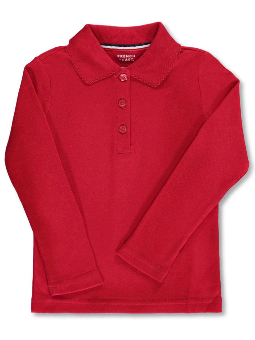 French Toast Big Girls Long Sleeve Fitted Knit Polo with Picot Collar 3 ...