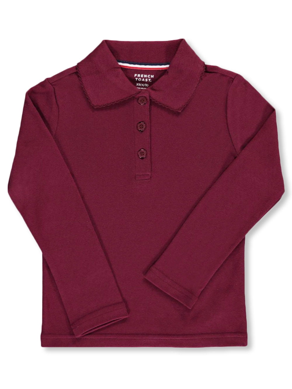 French Toast Girls' L/S Fitted Knit Polo with Picot Collar Color ...