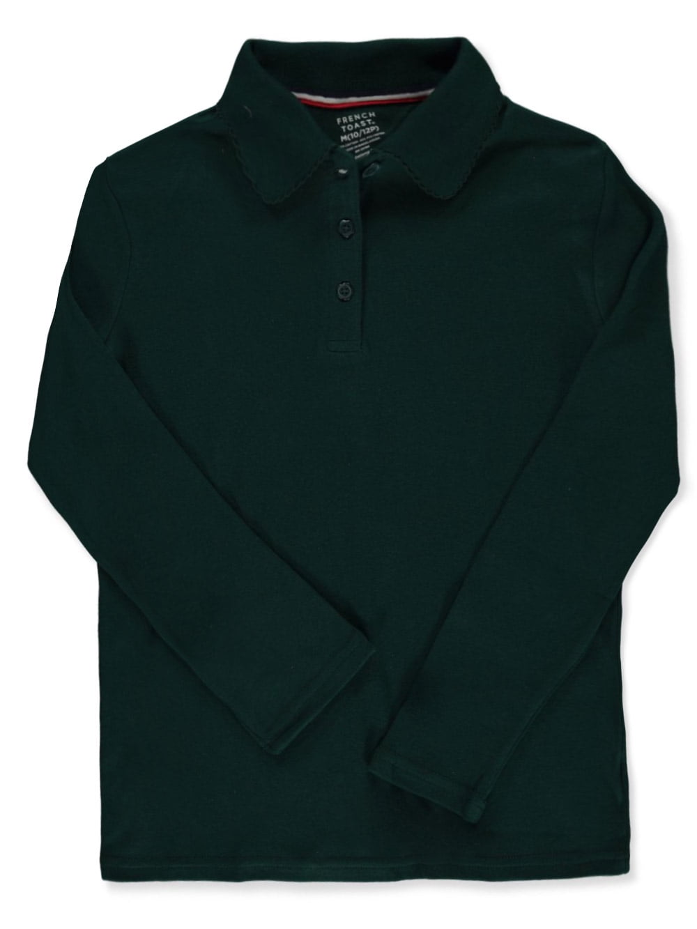 French Toast Girls’ L/S Fitted Knit Polo with Picot Collar Color: green ...