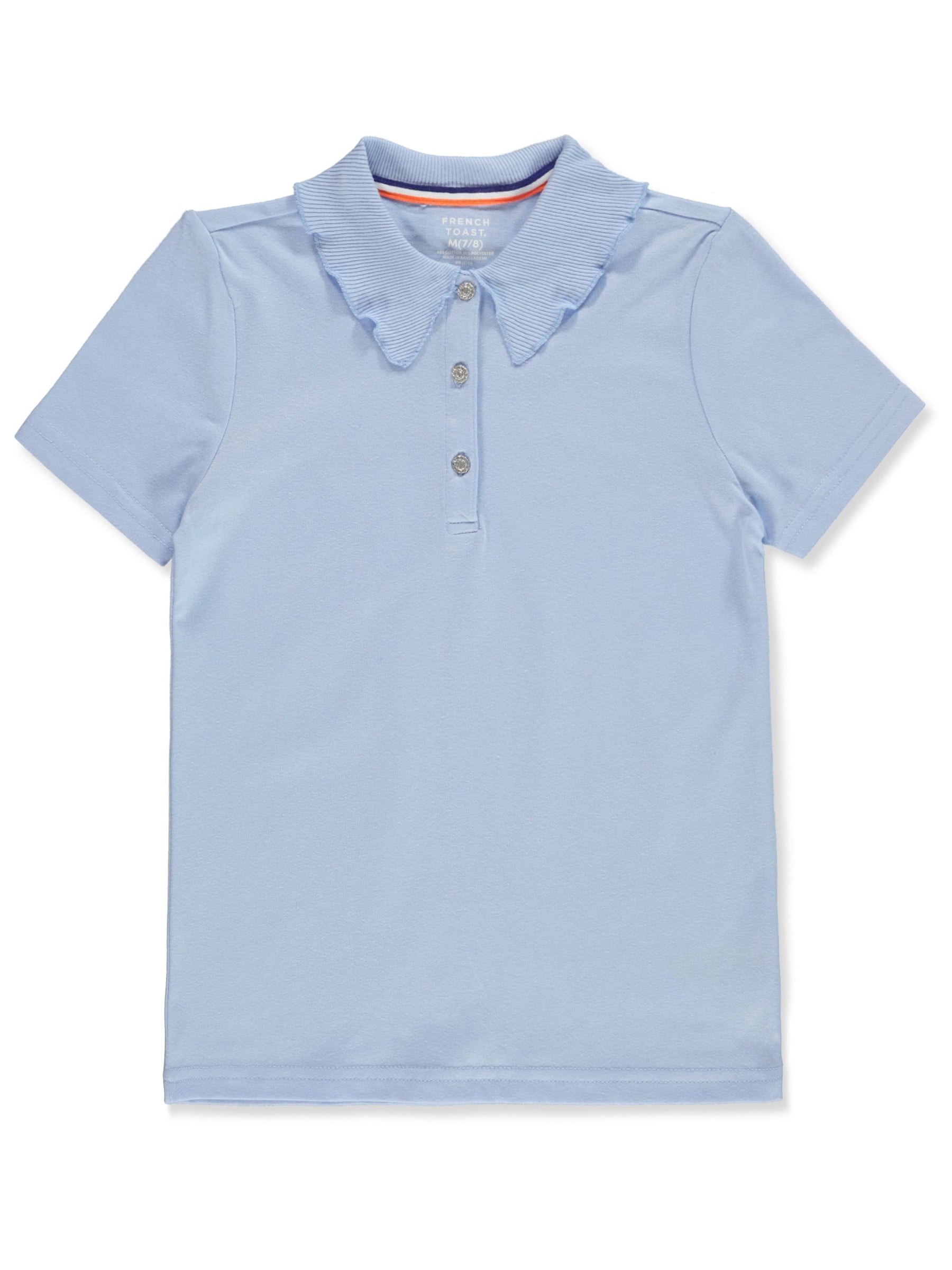French Toast Girls' Rhinestone Button Polo Shirt - blue, 7 - 8 (Big ...