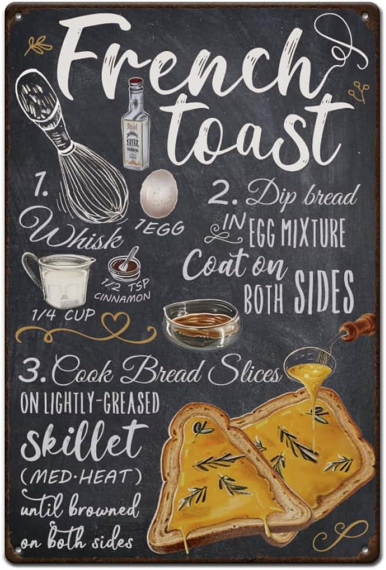 French Toast Tin Sign French Toast Making Guide Vintage Metal Sign ...