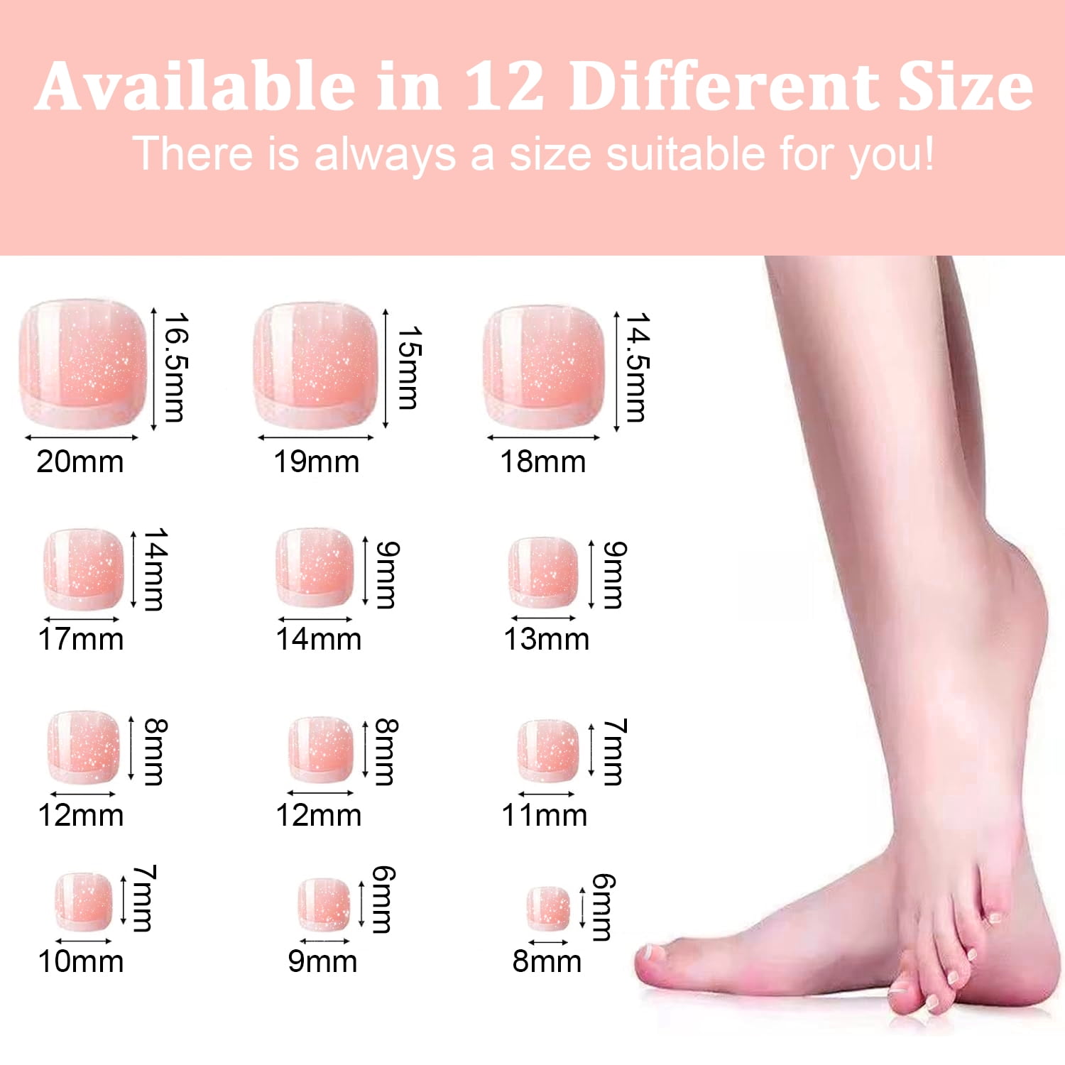 French Toenails Press Ons, Eco-friendly Abs Material Semi Cured Gel, Salon-like Manicure Glossy ...