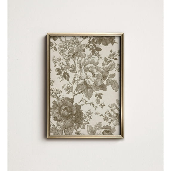 French Toile Peony Rose Print: Neutral Botanical Tapestry (Printable) 9 ...