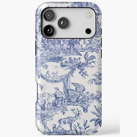 French Toile Vintage Art Cover for iPhone 11 12 13 14 15 16 17 Pro Max ...
