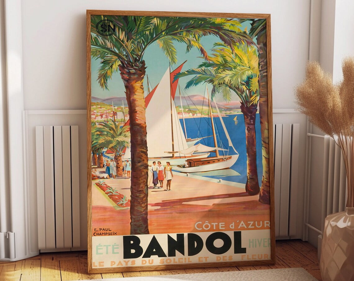 French Travel Posters French Bandol Poster Summer Posters Wall Art ...