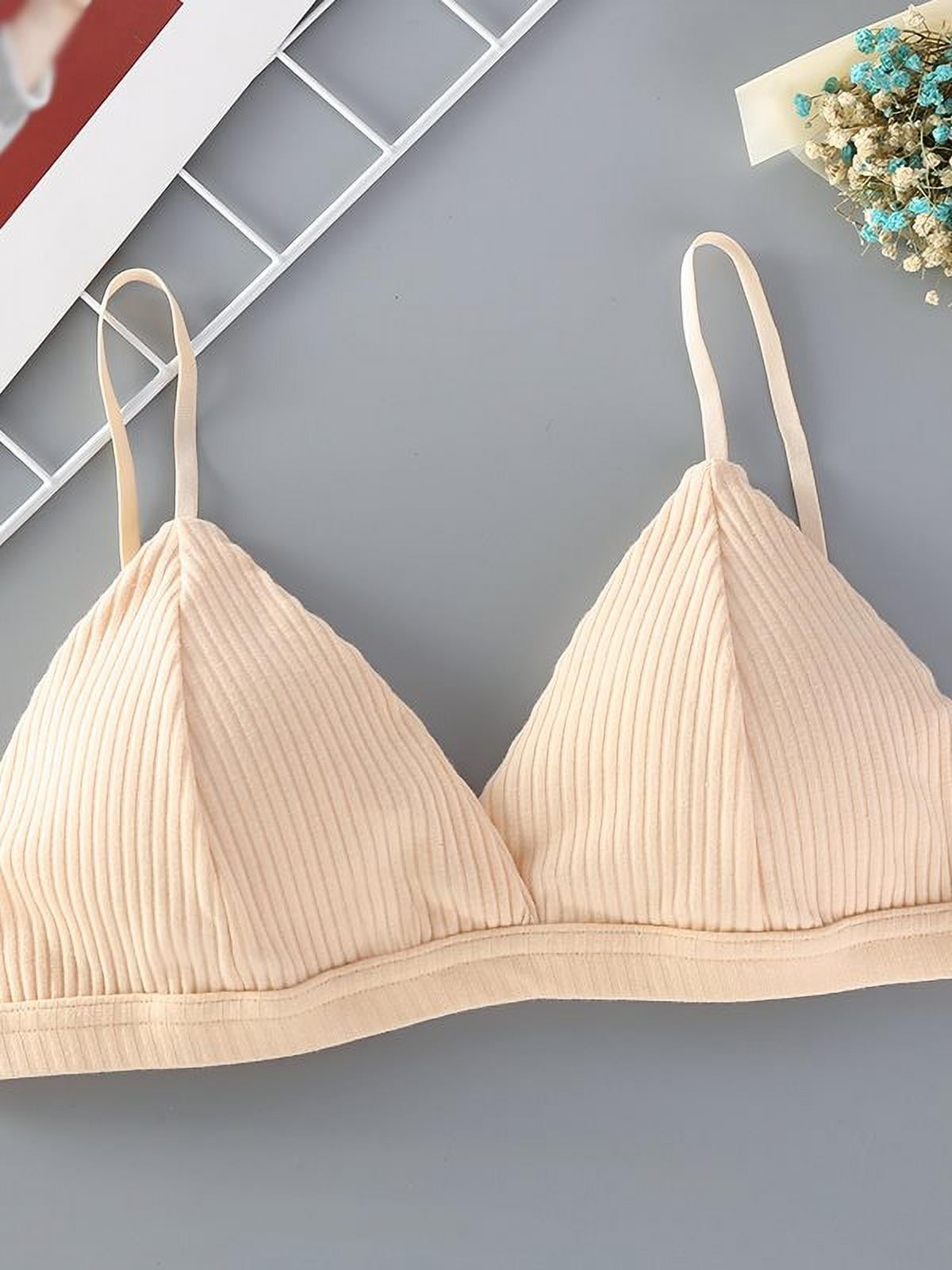 French Triangle Cup Sexy Thread Cotton Bra Solid Color V-Neck Ladies ...