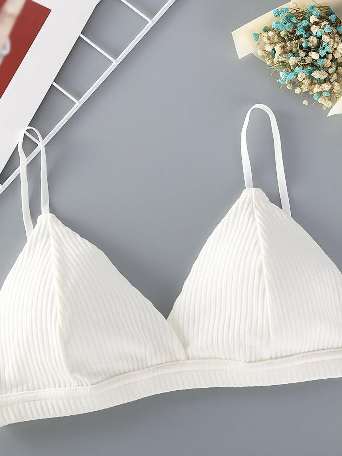 French Triangle Cup Sexy Thread Cotton Bra Solid Color V-Neck Ladies ...