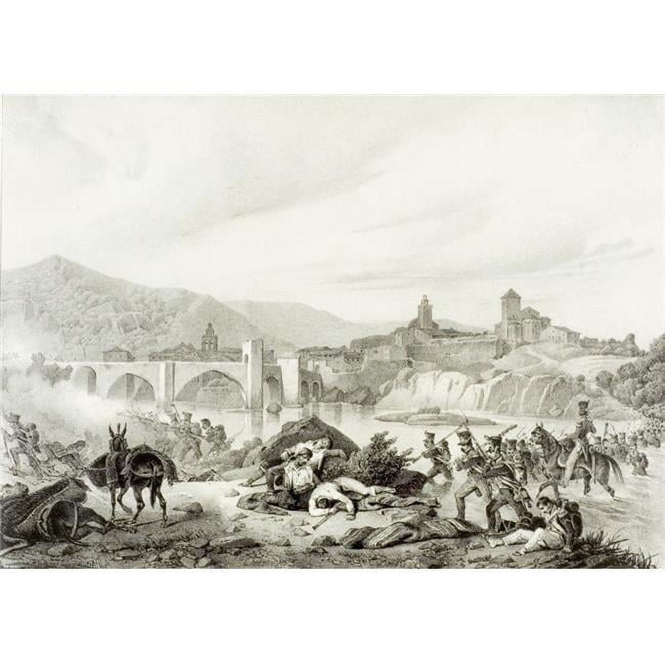 French Troops Attack Bezalu Girona Spain During The Napoleonic Wars In ...