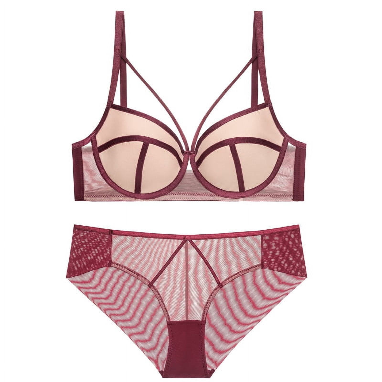 French Underwear Thin Lace Big Chest Show Sexy Bra Breast Holding Anti-Sagging Push up Bra Set ...