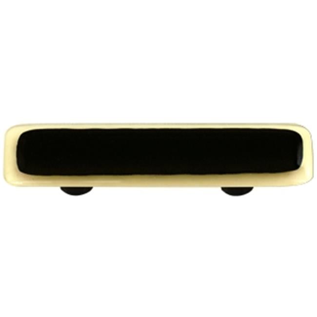 French Vanilla Border with Black Rectangle Glass Cabinet Pull - Black ...