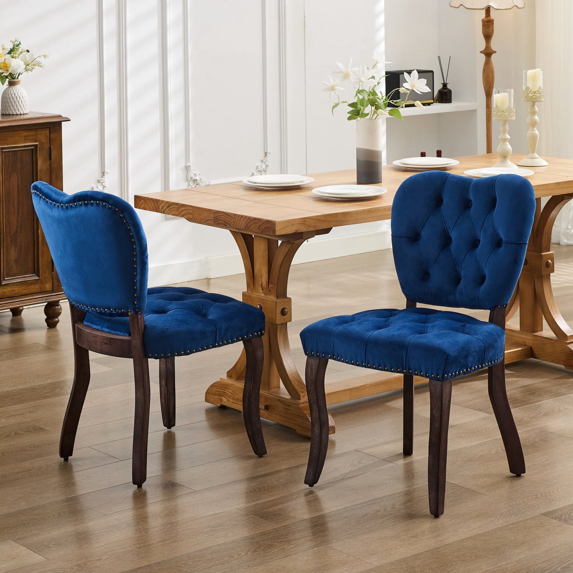 French Vintage Dining Chairs In Blue, Of 2 Sw1869bl - Sponge And Spring ...