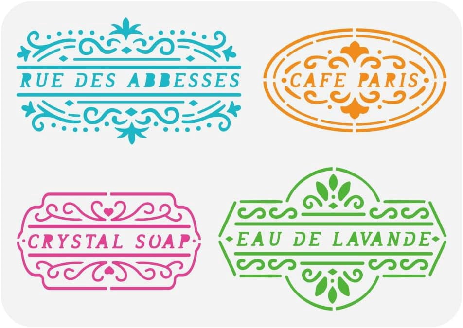 French Vintage Label Painting Stencil 8.3x11.7inch Retro French Tag ...
