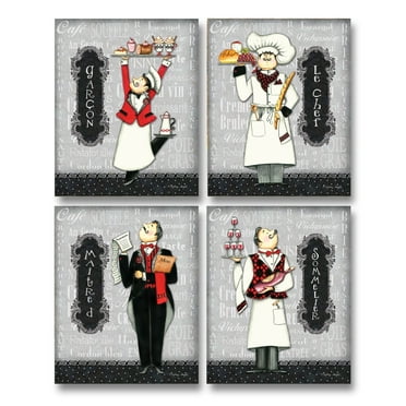 Le Chef; Classy, Vintage French Chef Set; Four 8X10 Poster Prints ...