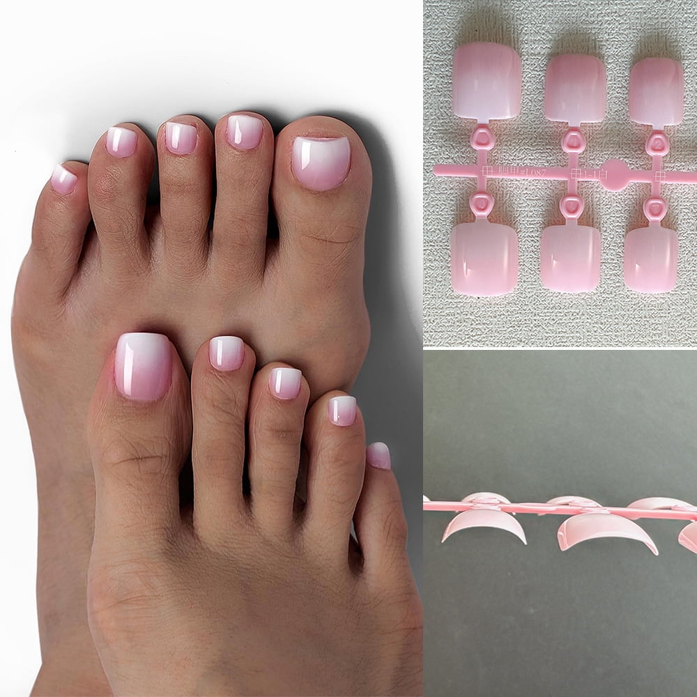 French White Edge Retro Gradient Nail Wear Toe - Walmart.com