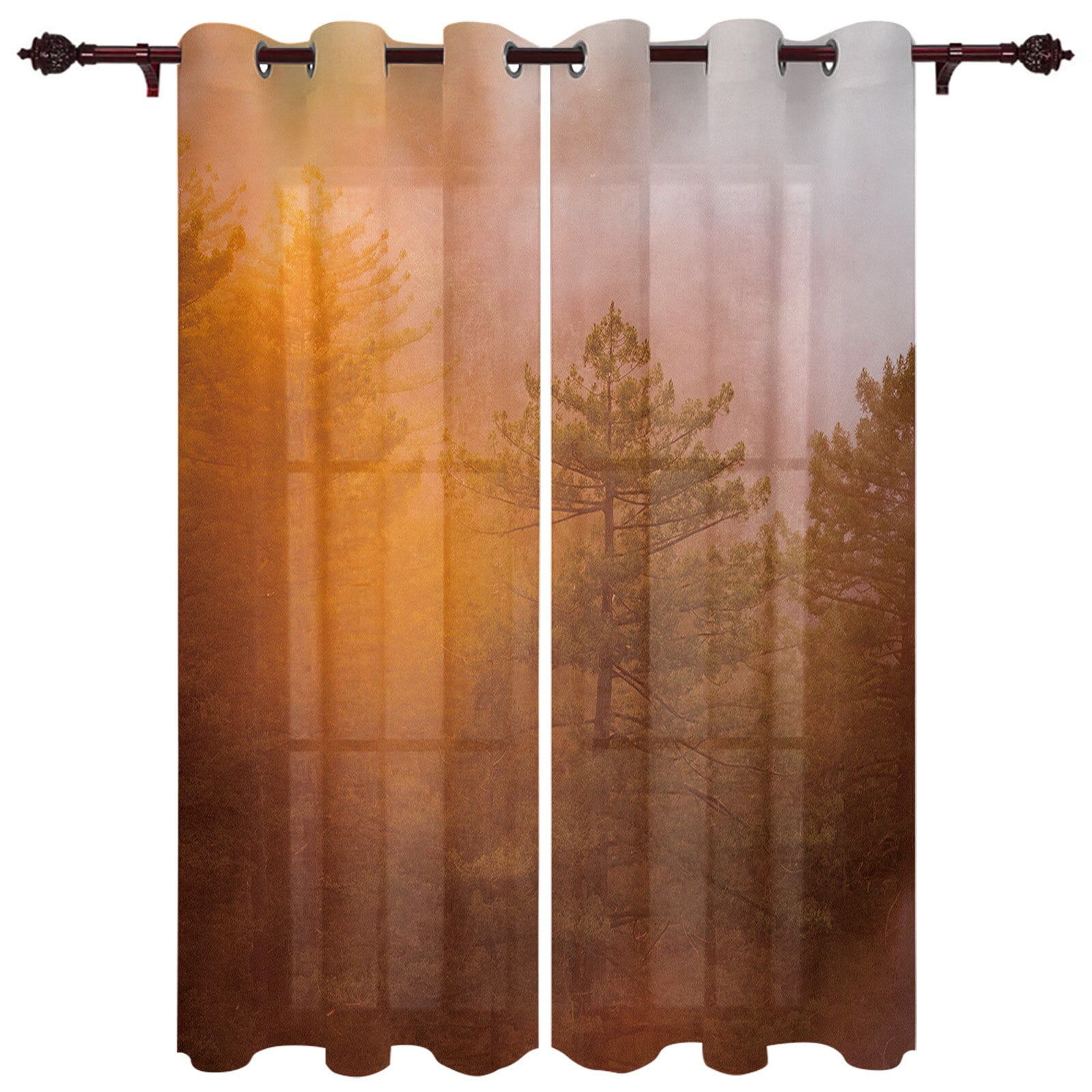 French Window Curtains Birch Tree Black And White Living Dining Room ...
