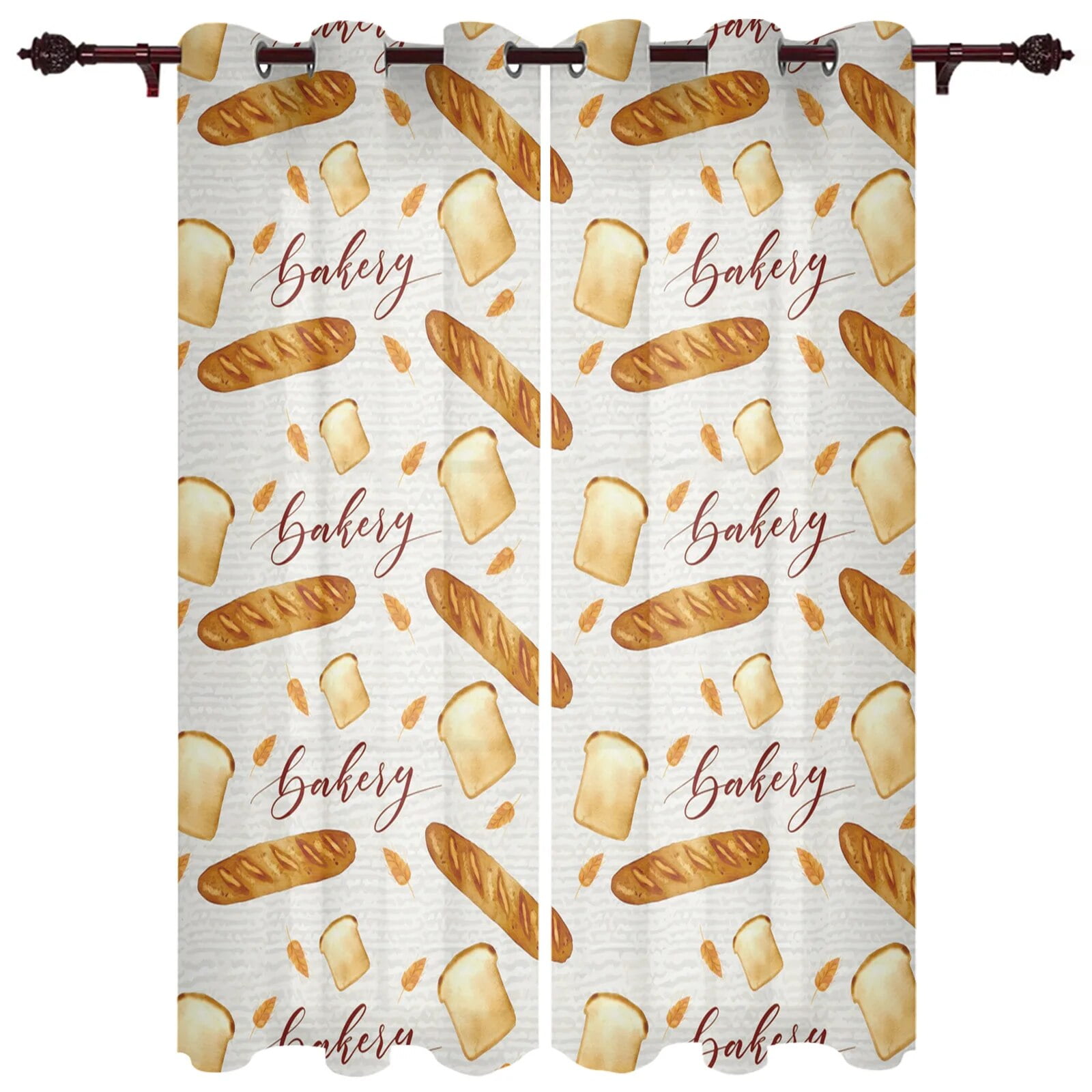 French Window Curtains Dessert Bread Baking Living Dining Room Kids ...
