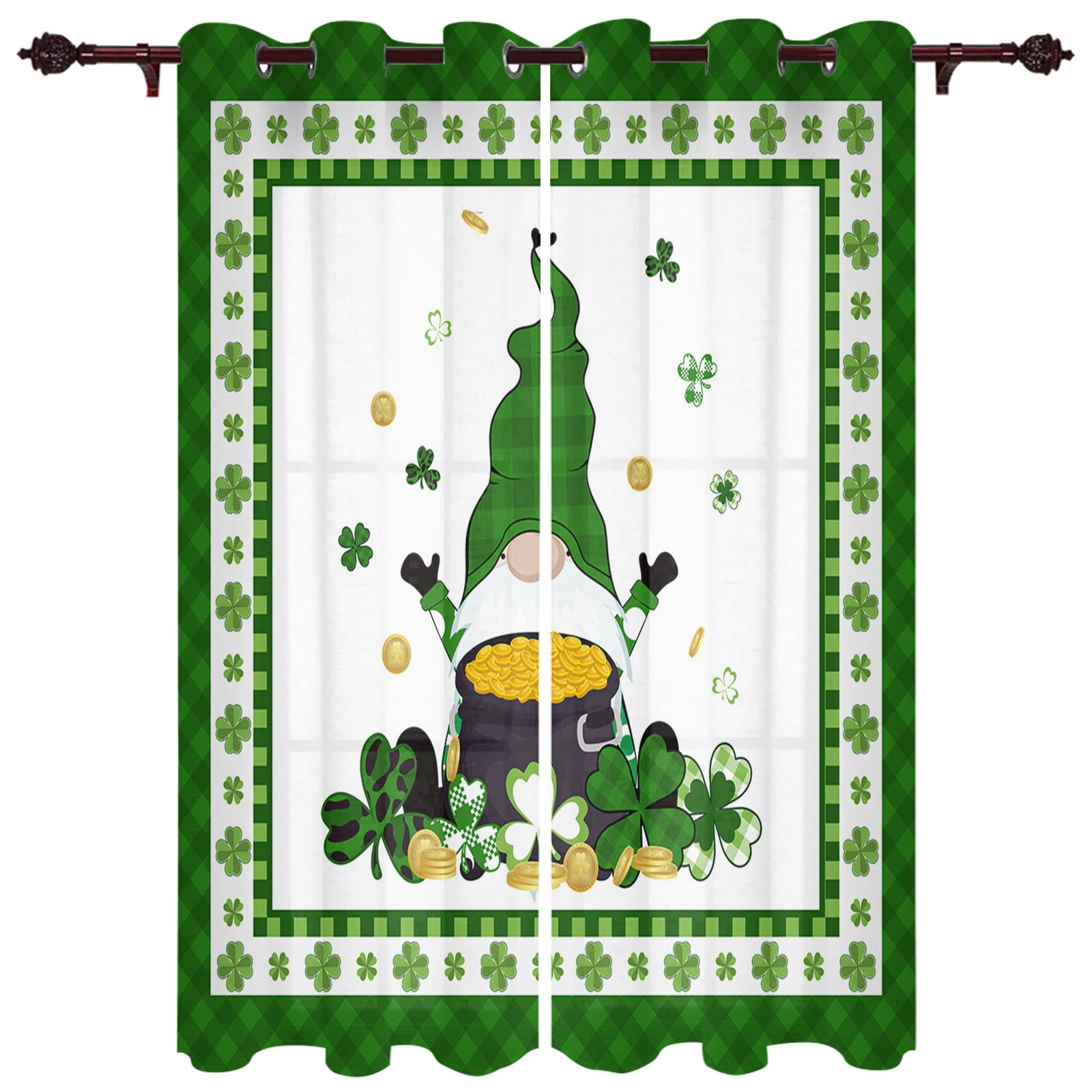 French Window Curtains Four-Leaf Clover Box Fresh Living Dining Room ...