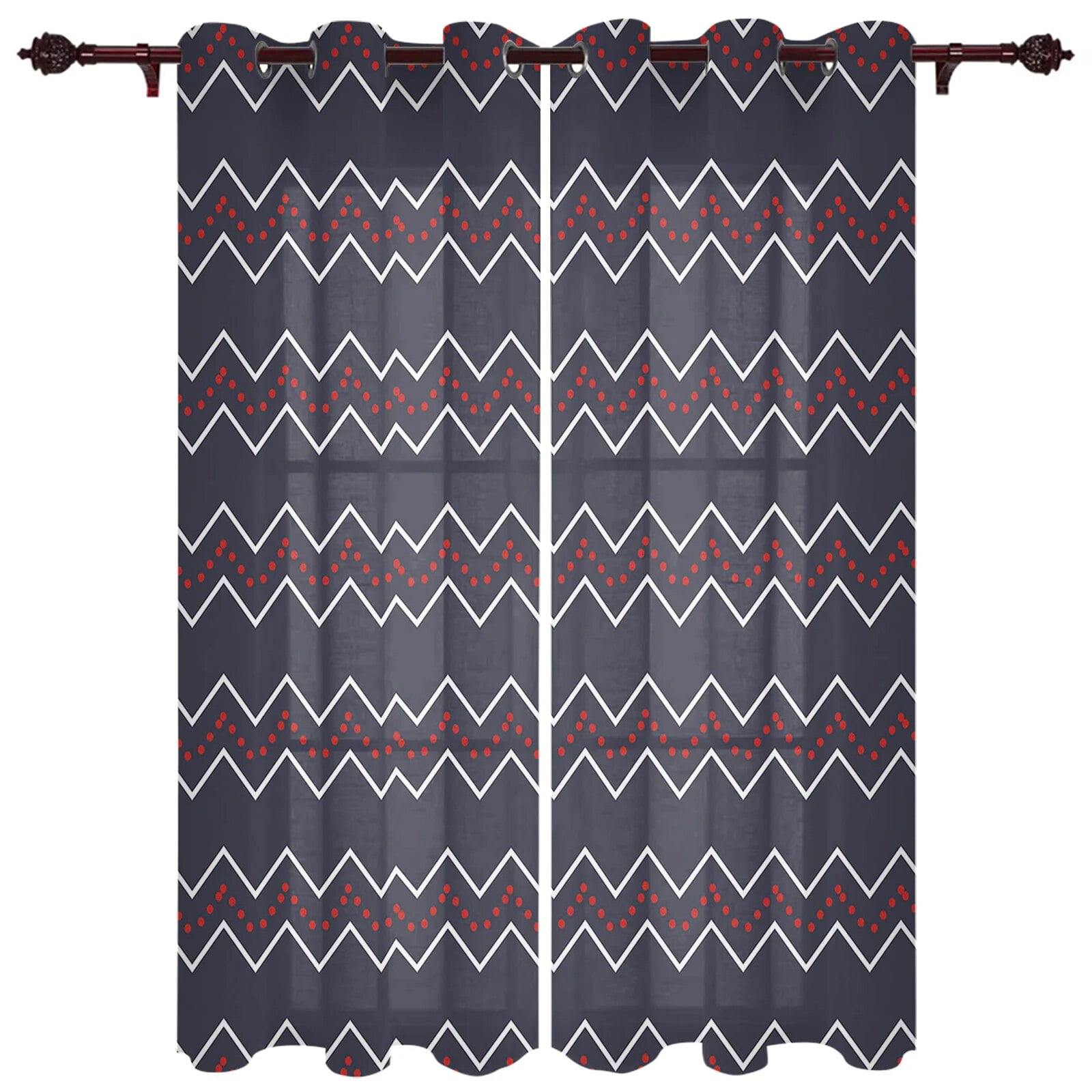 French Window Curtains Geometric Ripple Pattern Living Dining Room Kids ...