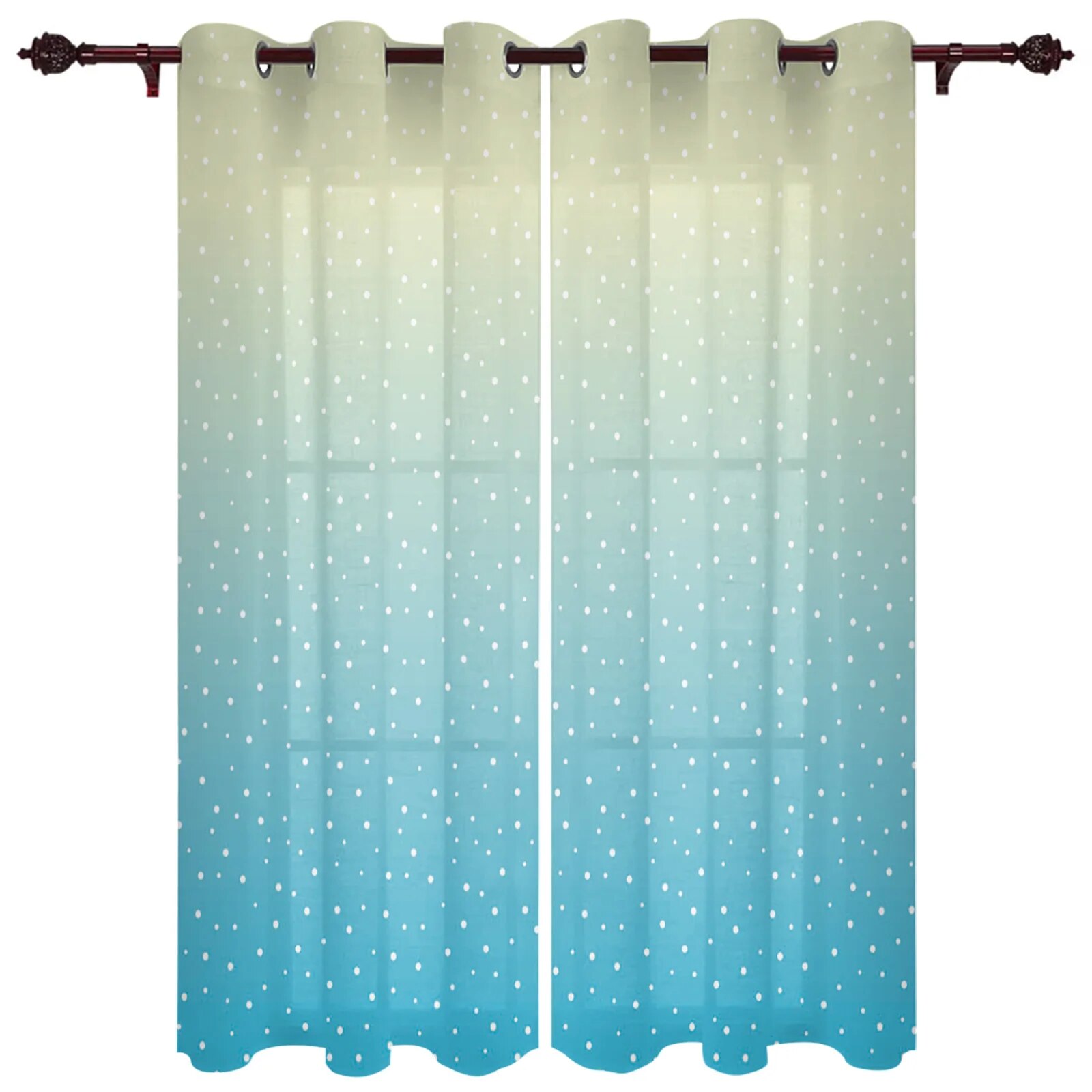 French Window Curtains Gradient Wave Point Living Dining Room Kids ...