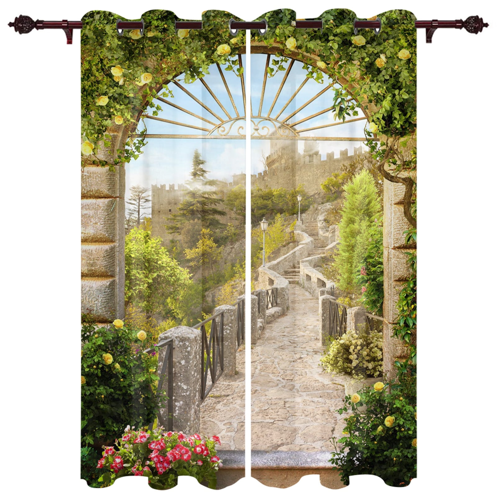 French Window Curtains Islamic Pattern Art Living Dining Room Kids ...