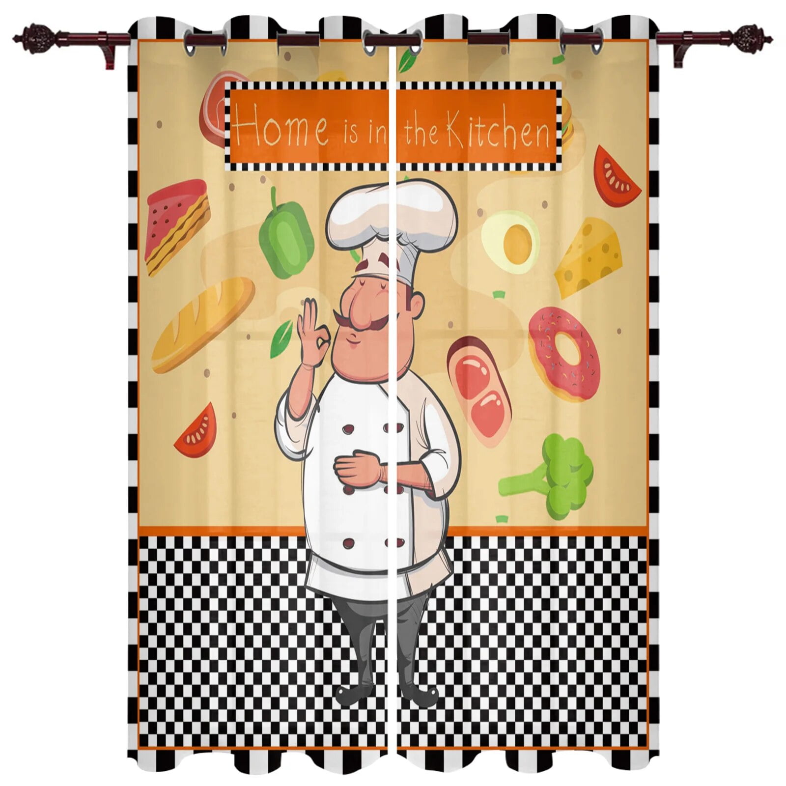 French Window Curtains Kitchen Cook Vegetables Living Dining Room Kids ...