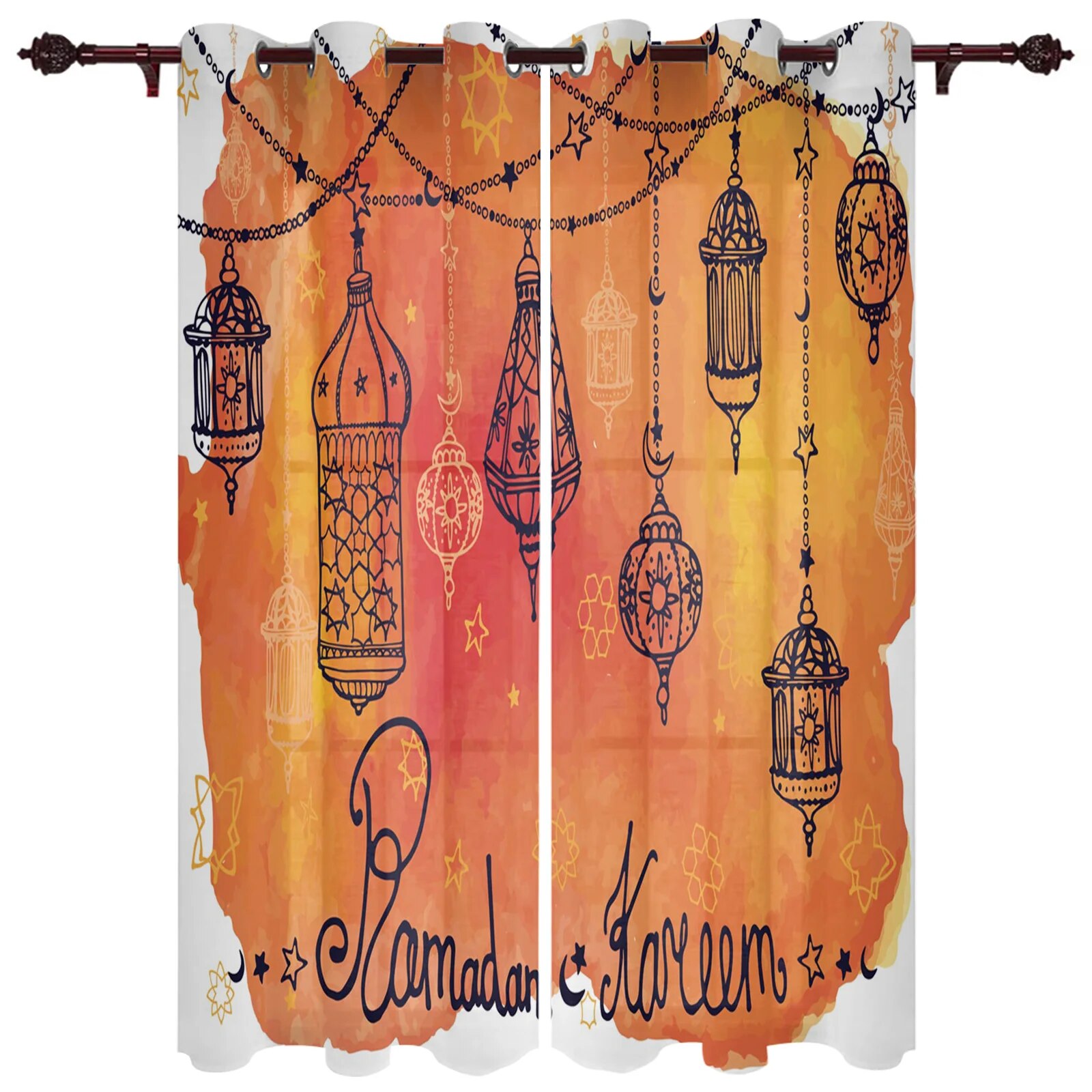 French Window Curtains Lantern Star Moon Flower Living Dining Room Kids ...