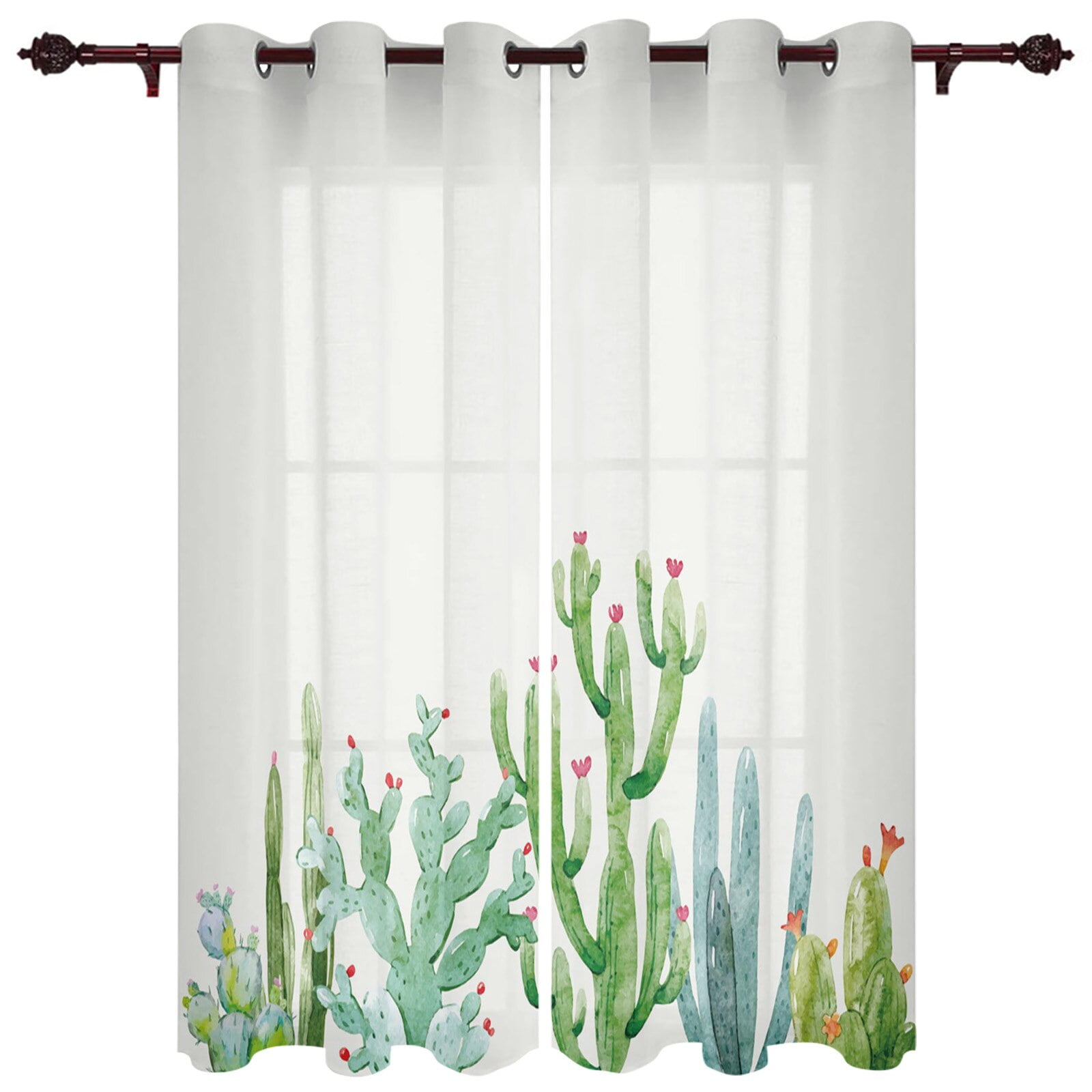 French Window Curtains Retro Checkered Rectangle Living Dining Room ...