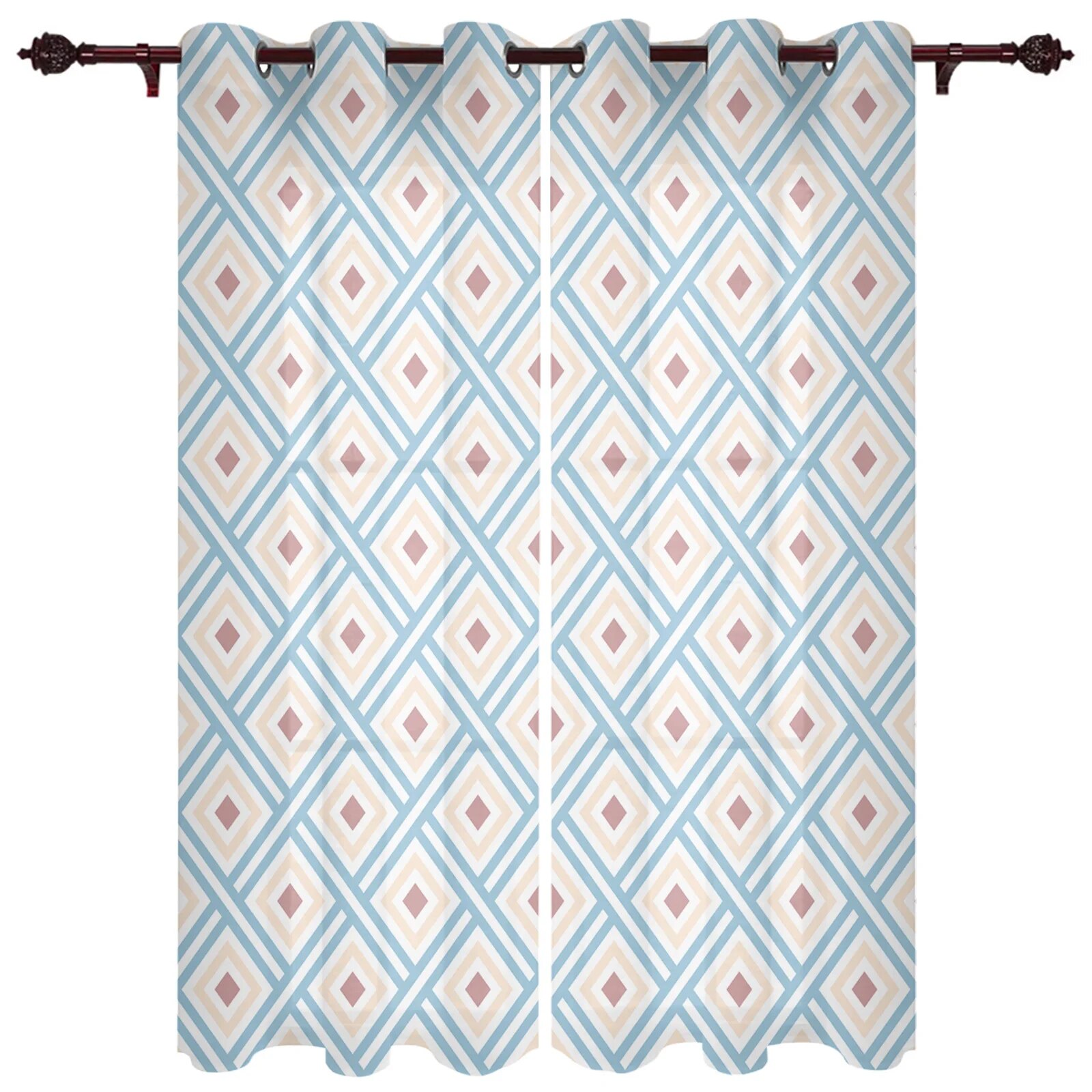 French Window Curtains Simple Geometric Fresh Living Dining Room Kids ...