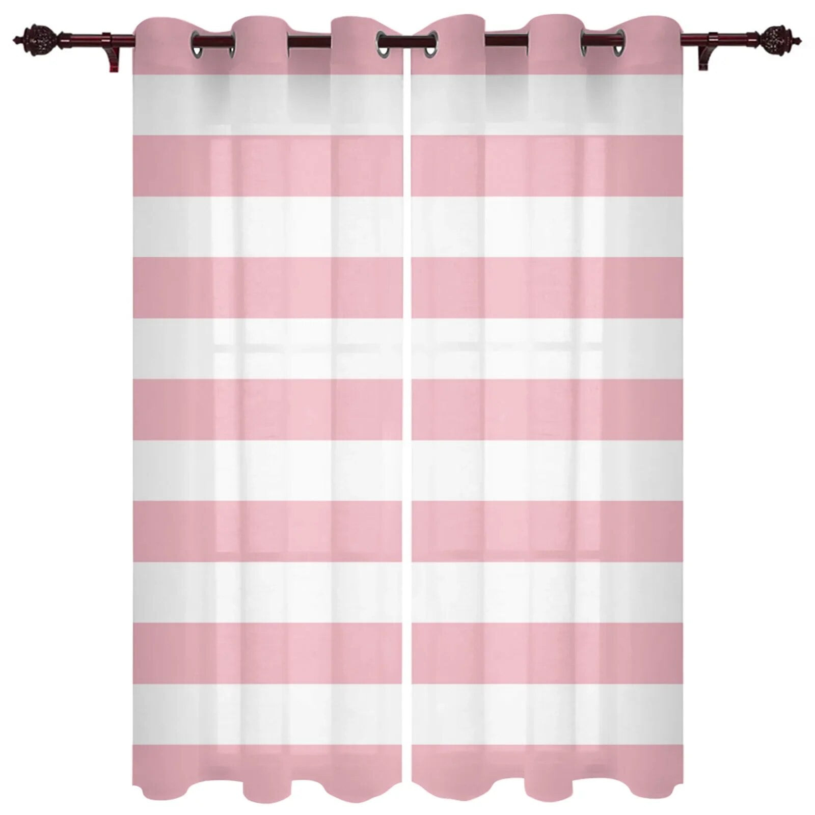French Window Curtains Stripes Pink Simple Living Dining Room Kids ...