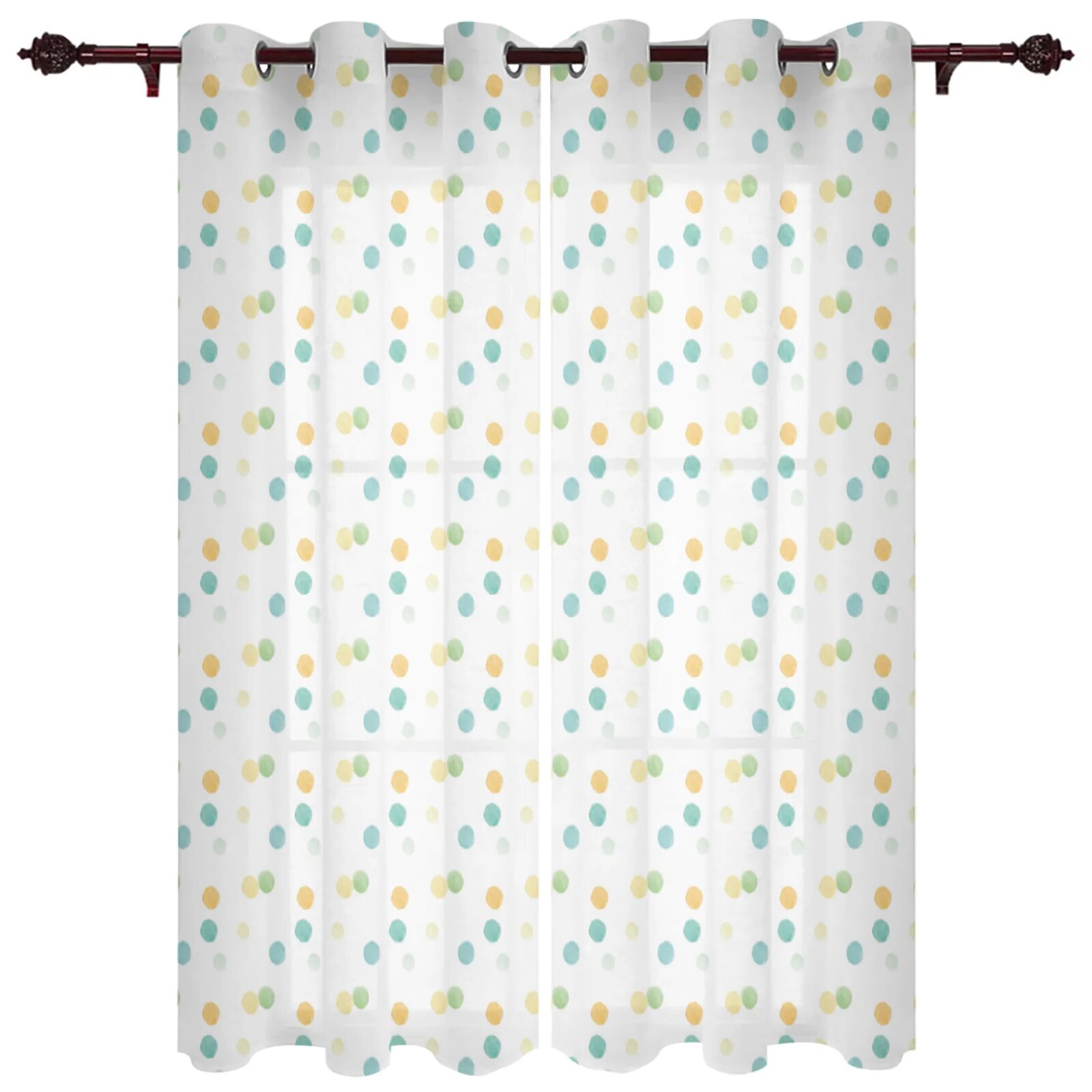 French Window Curtains Watercolor Wave Dots Living Dining Room Kids ...