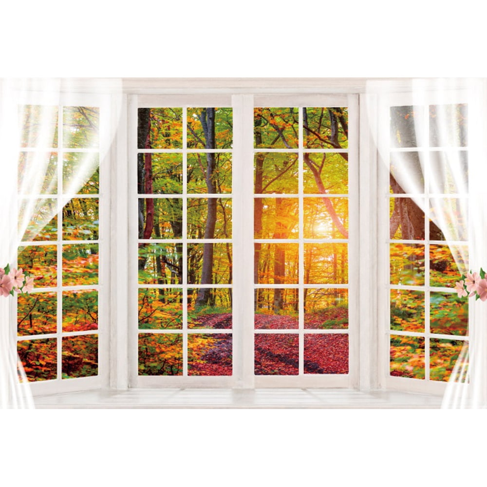 French Windows Photography Backdrop Spring Sunshine Flower Forest ...