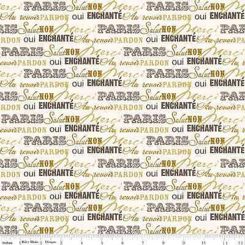 French Words and Phrases Allover on Gold Au Revoir Oui Salut Merci ...