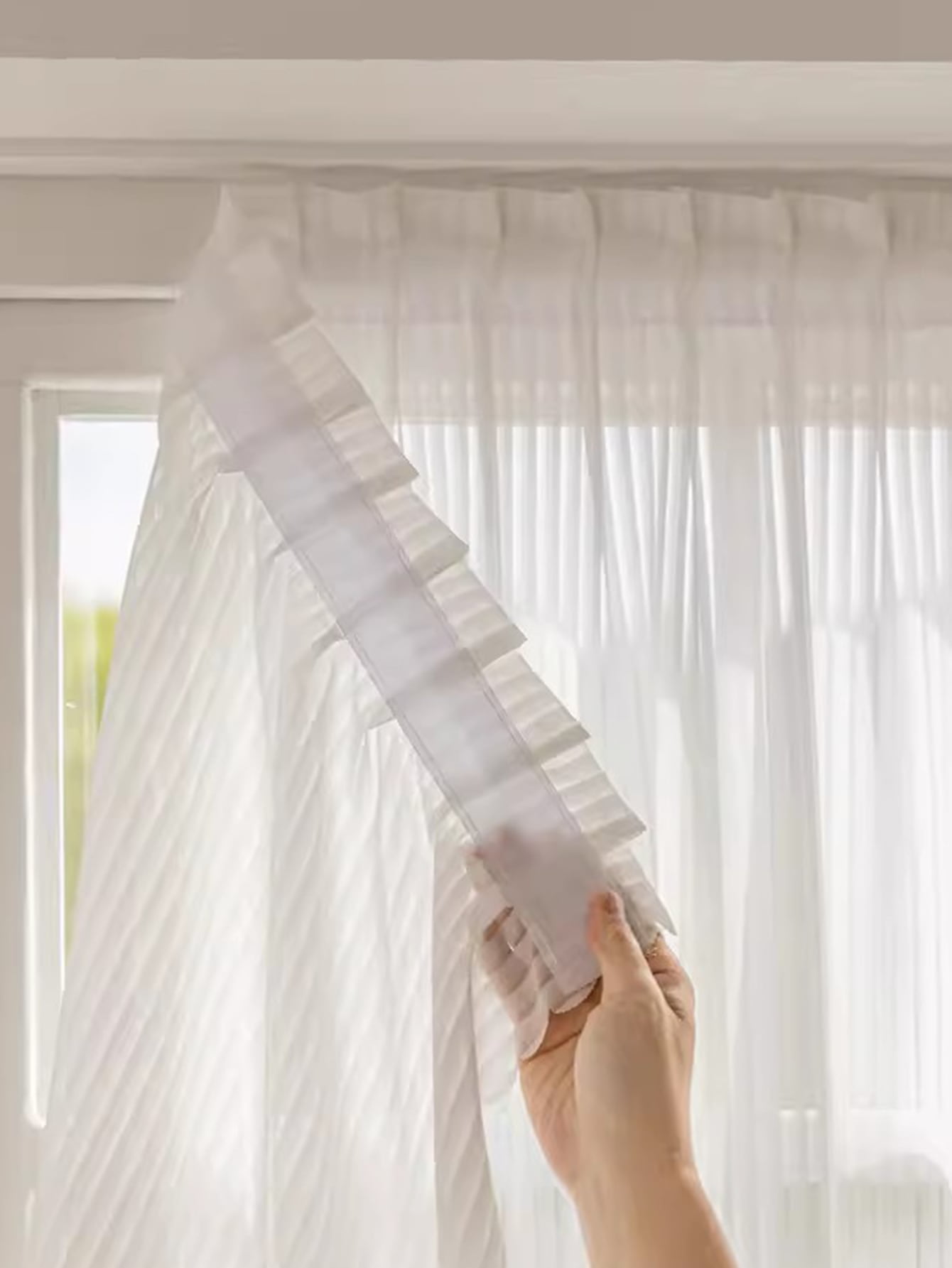 French romantic vertical shutter screen whtie sheer curtain hook and ...