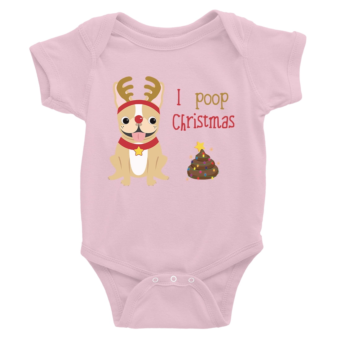Frenchie Christmas Poop Cute PINK Baby Bodysuit X-mas Present - Walmart.com