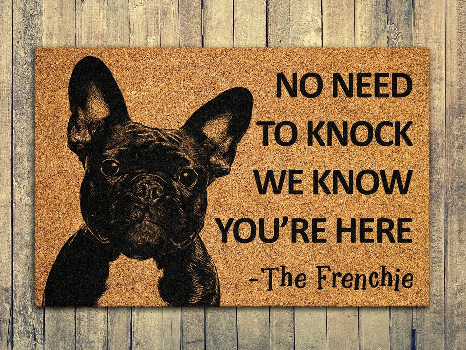 Frenchie Door Mat, French Bulldogs We Know You are Here Spring Door ...