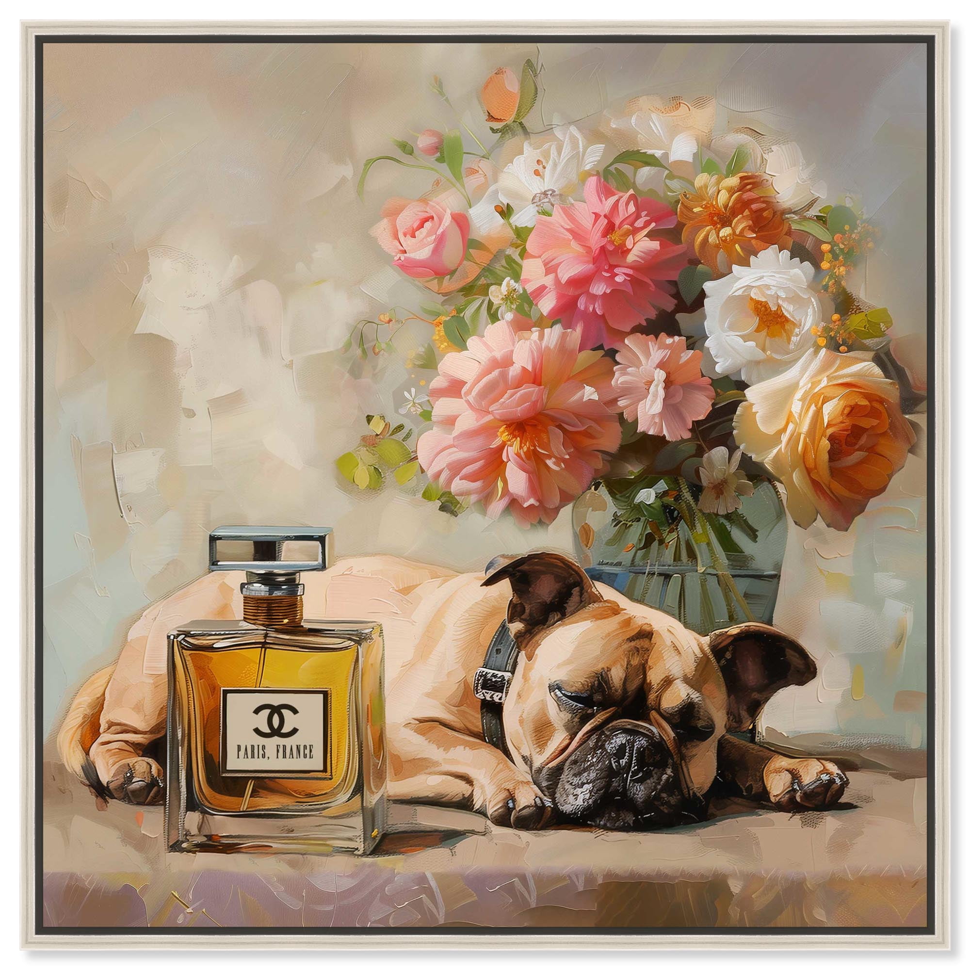 Frenchie Floral Vase Perfume Canvas Fashion Pet Art by Art Remedy ...