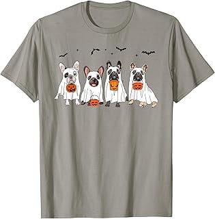 Frenchie Ghost Dog Costume Funny French Bulldog Halloween T-Shirt ...
