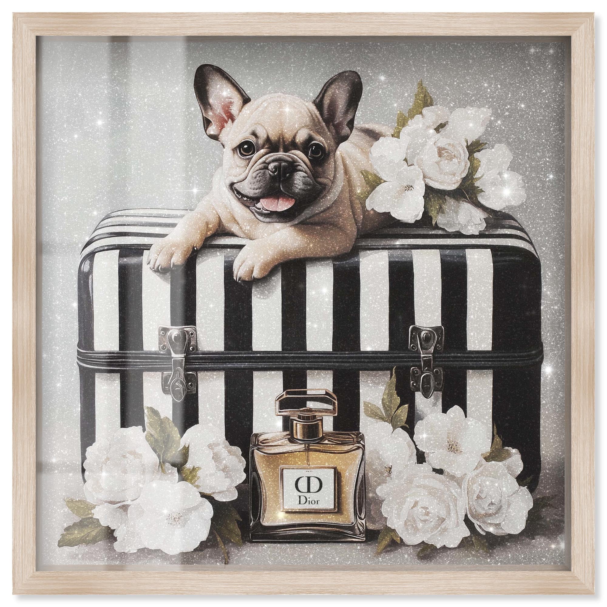 Frenchie Luggage Flowers Shadowbox Print Fashion Art Prints by Art ...
