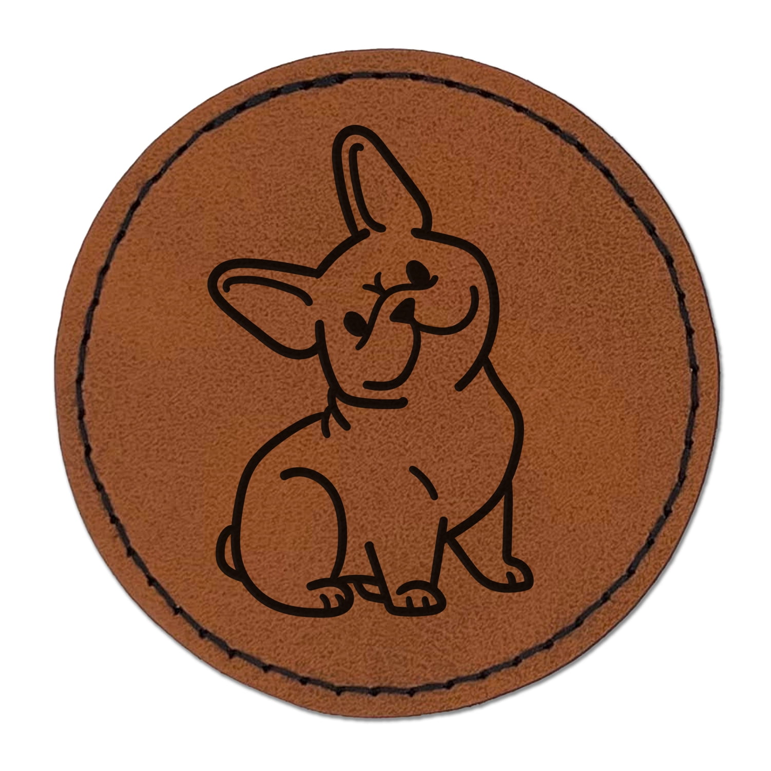 Frenchie Sitting Tilting Head French Bulldog Dog 2.5" Faux Leather ...
