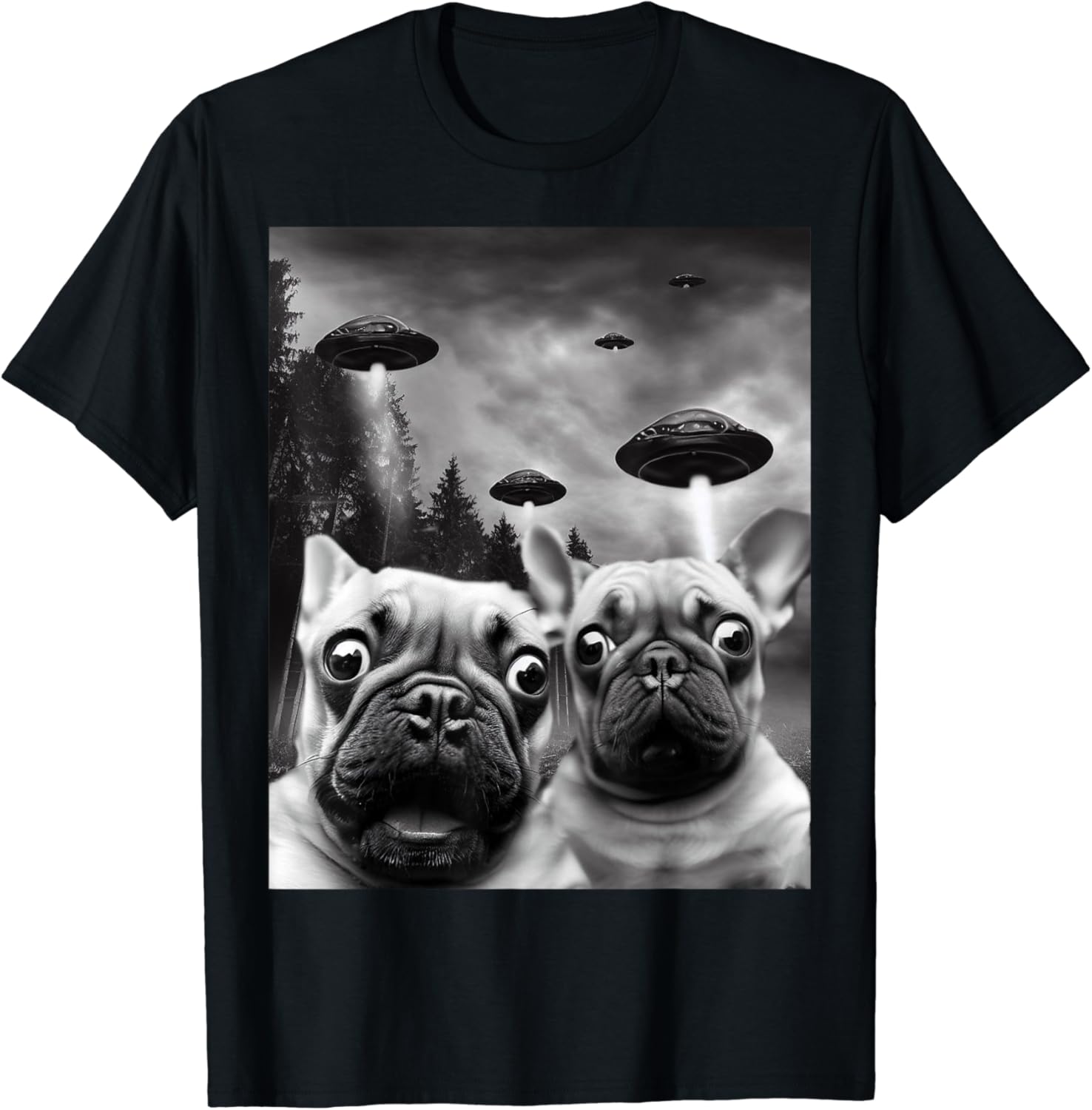 Frenchie UFO Selfie - Funny French Bulldog Alien T-Shirt - Walmart.com