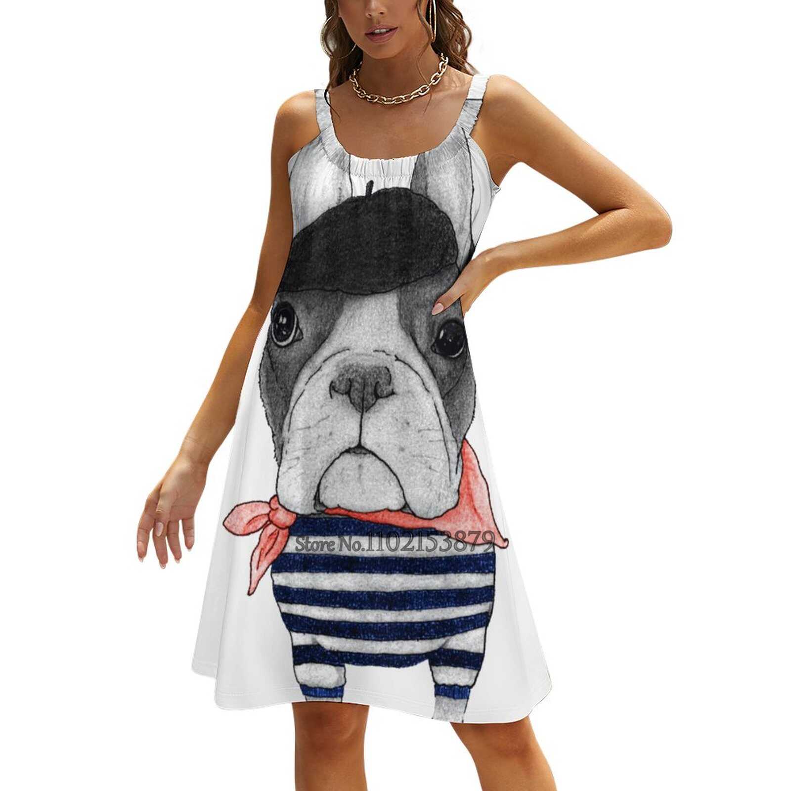 Frenchie With Arc De Triomphe Back Lacing Backless Dress Square Neck ...