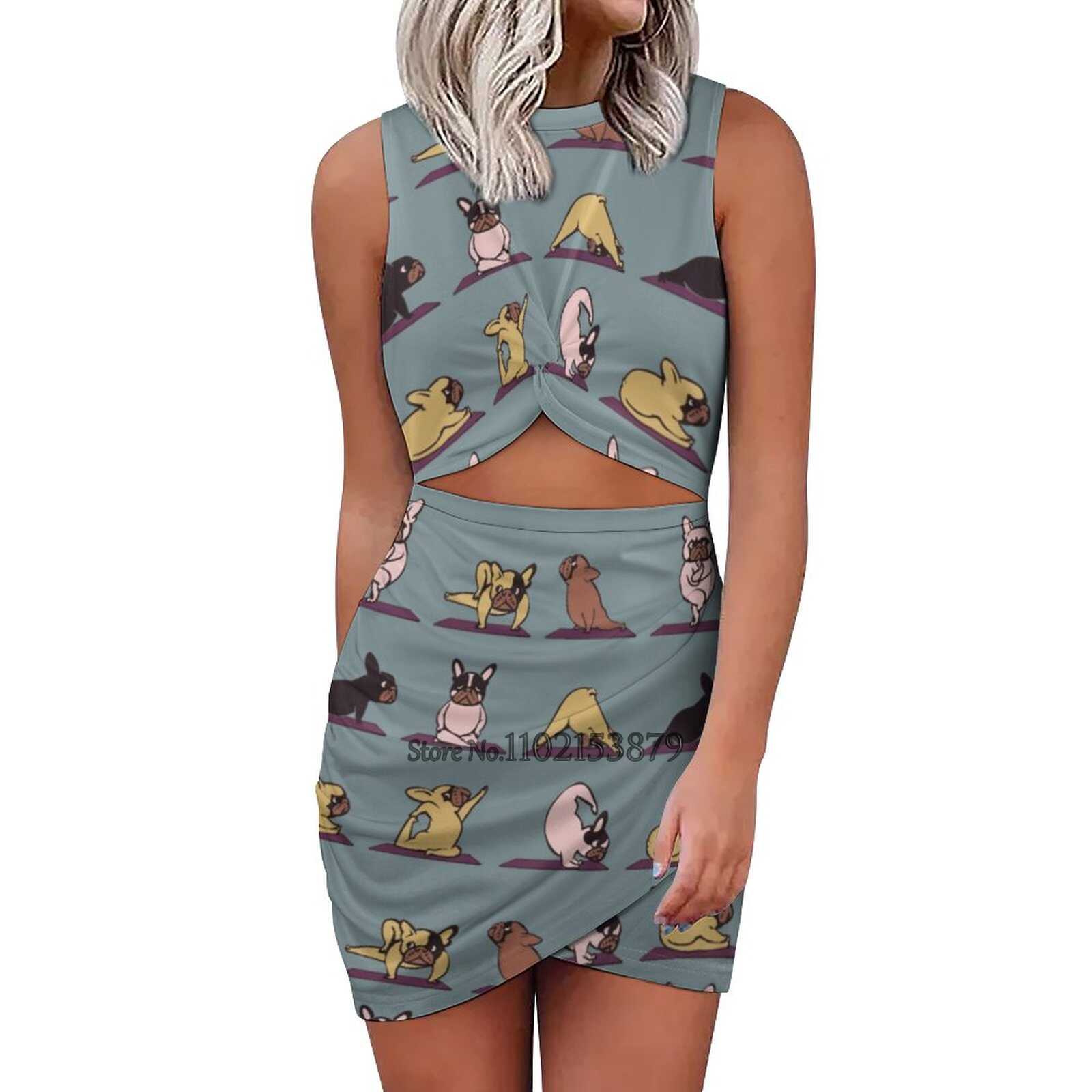 Frenchie Yoga Square Neck Dress Back Lacing Backless Dress Elegant ...