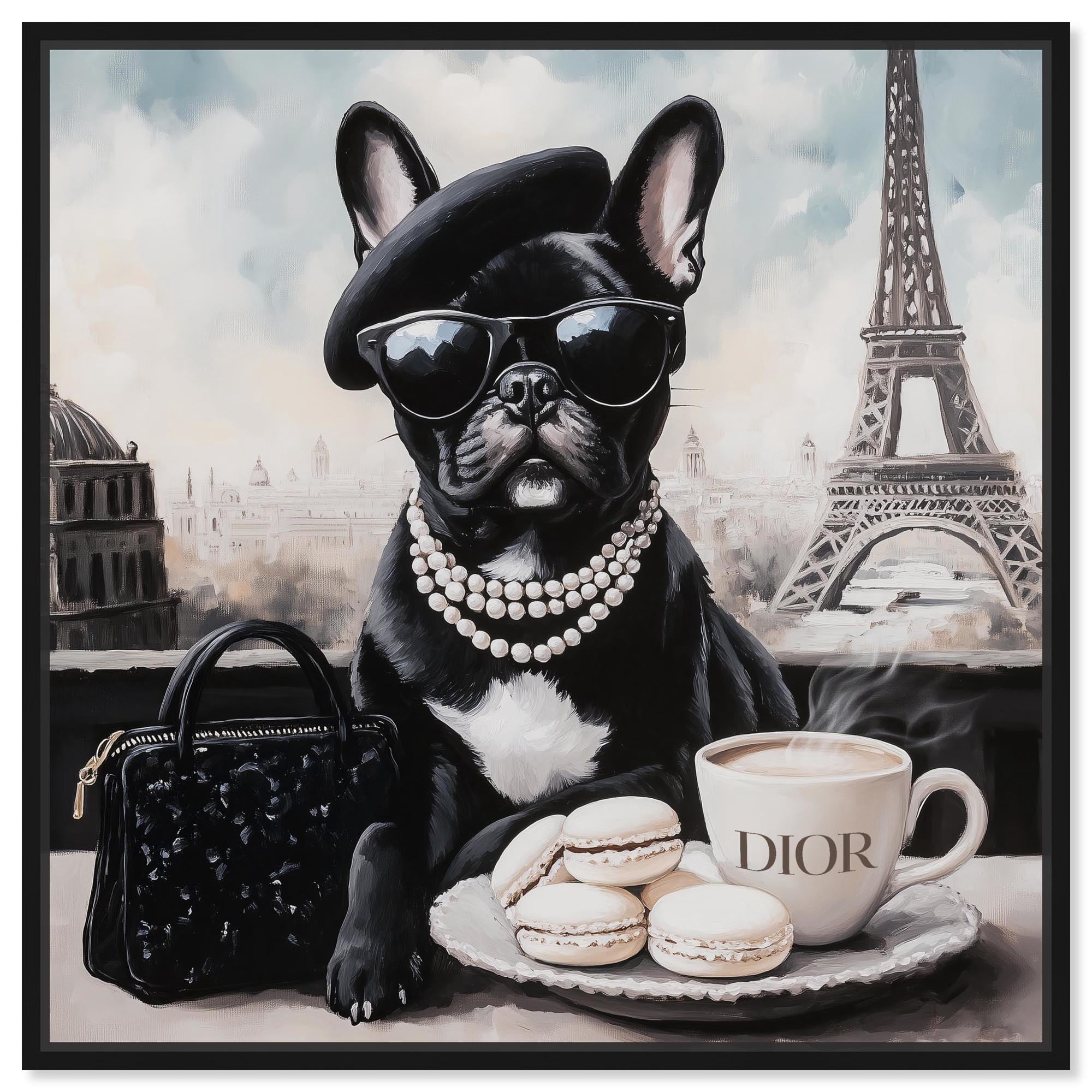 Frenchie in Paris Treats Canvas Fashion Art Prints by Art Remedy, Black ...